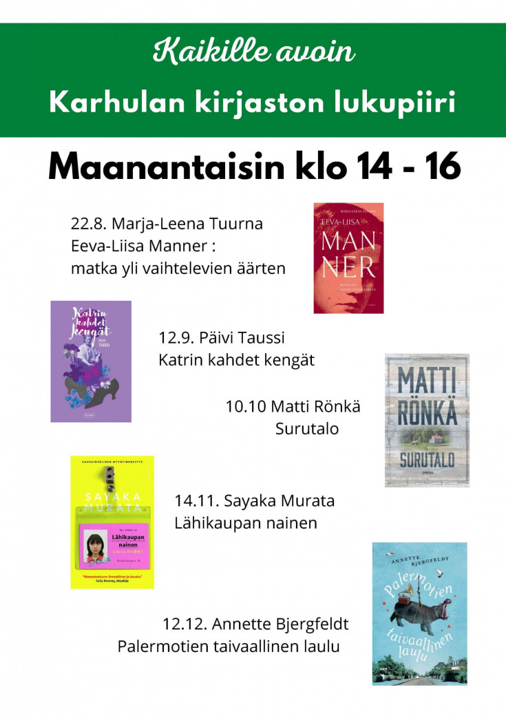 Karhulan kirjaston lukupiirit käynnistyvät | Kotkan kaupunki
